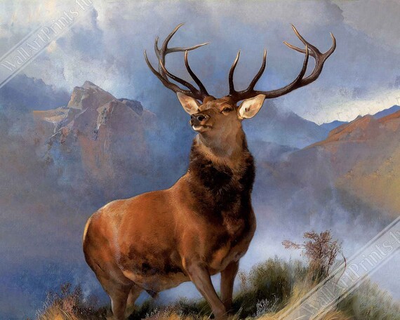 Stag Poster Monarch of the Glen Stag Print Red Deer Sir - Etsy