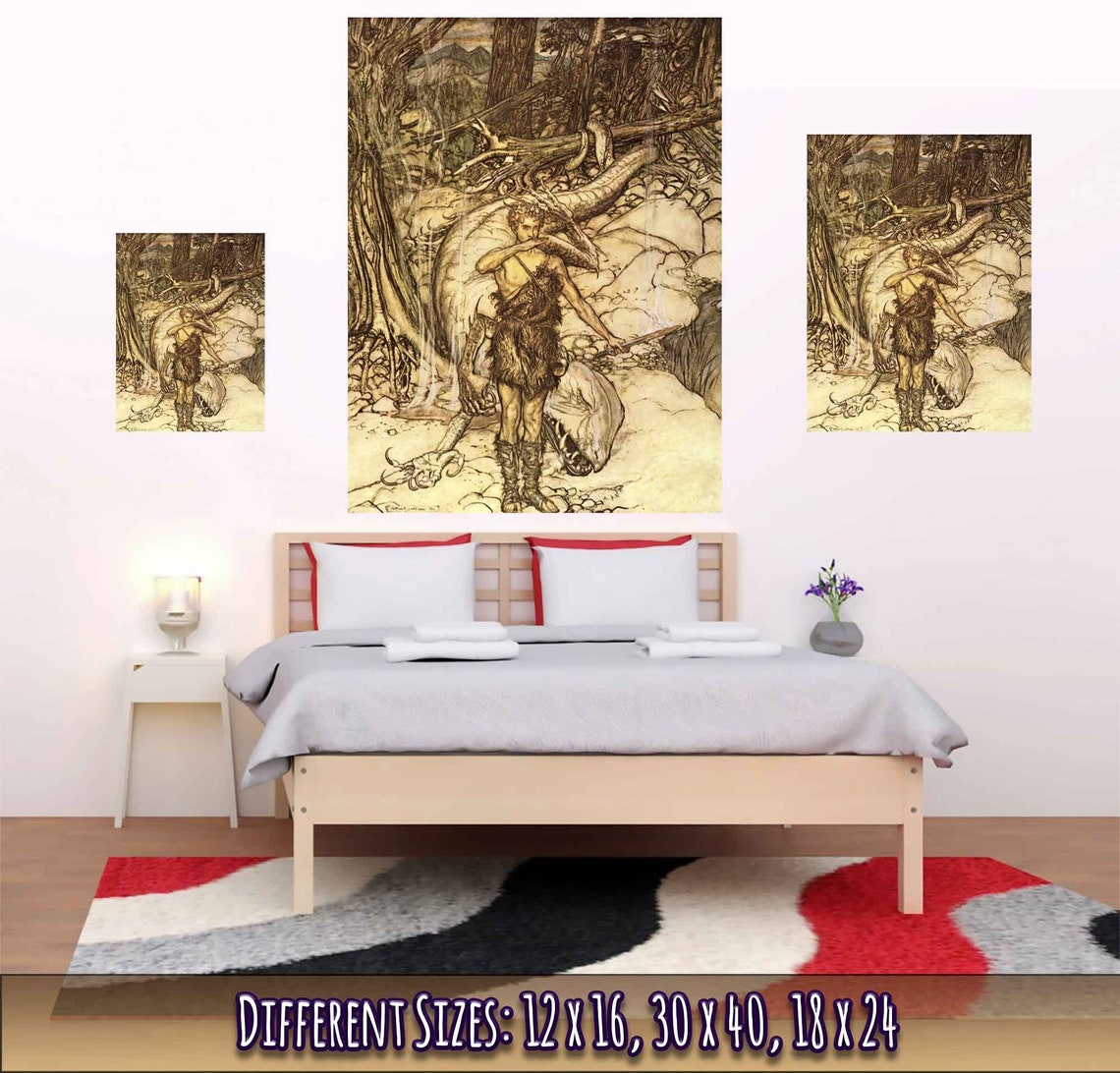 Siegfried Poster Arthur Rackham Siegfried Slays Fafnir | Etsy