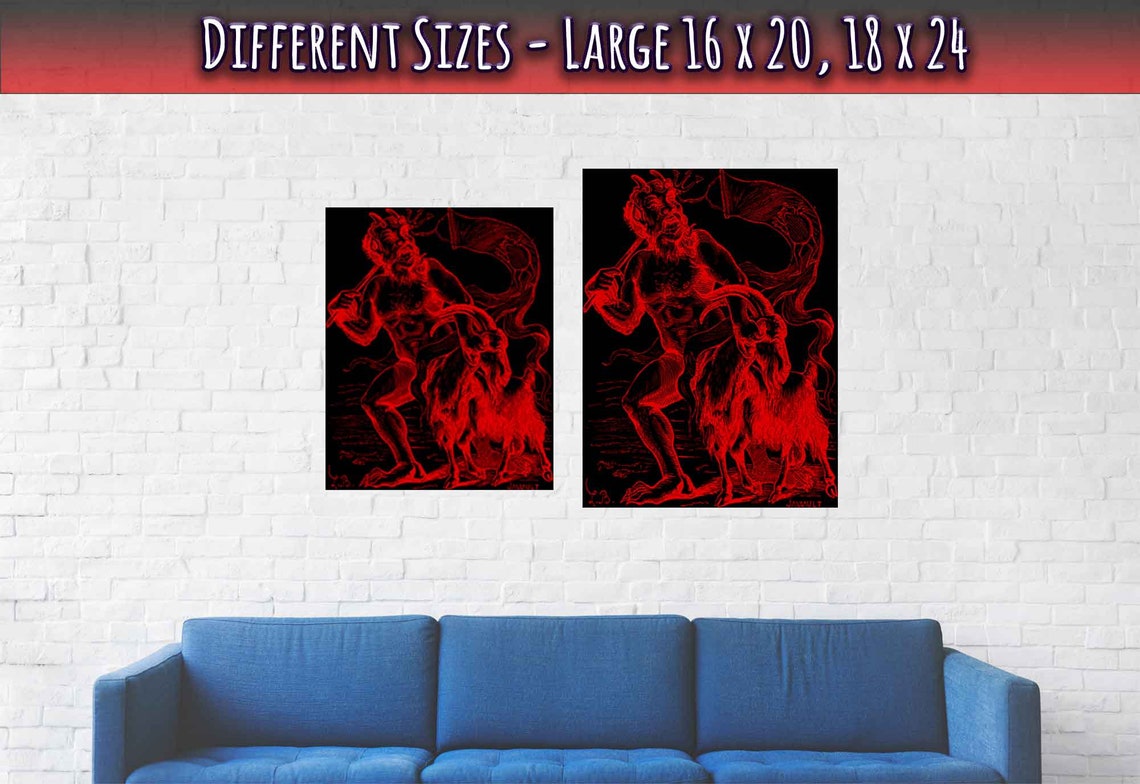 Demon Azazel Poster - Vintage Demonic Art Print - Red Black Version ...