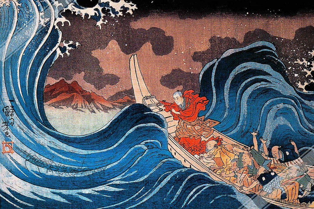Nichiren Buddhism Poster, Nichiren Buddha Calms the Storm in Kakuda ...