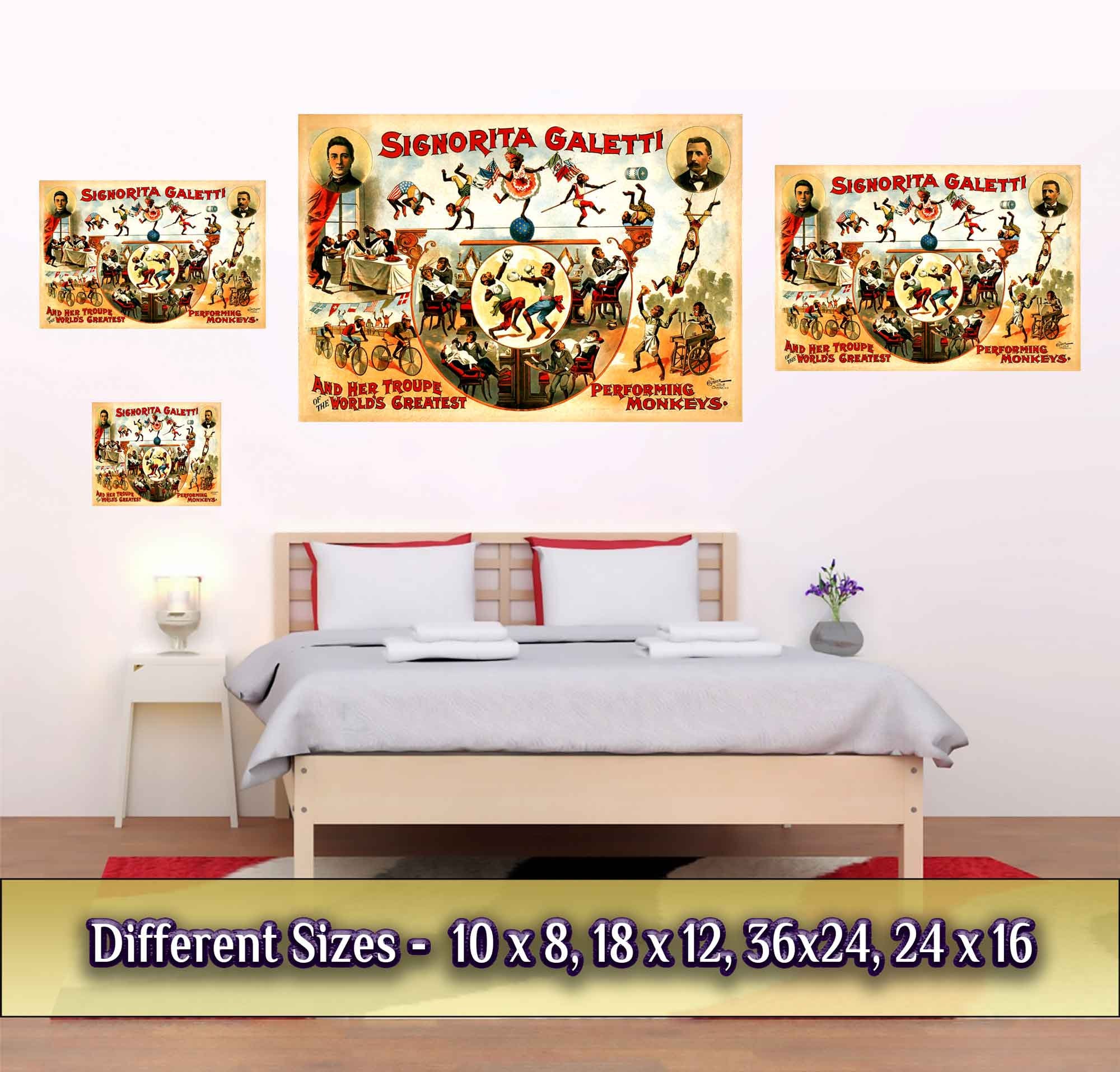 Vintage Circus Poster Performing Monkeys Sigorita Galetti - Etsy