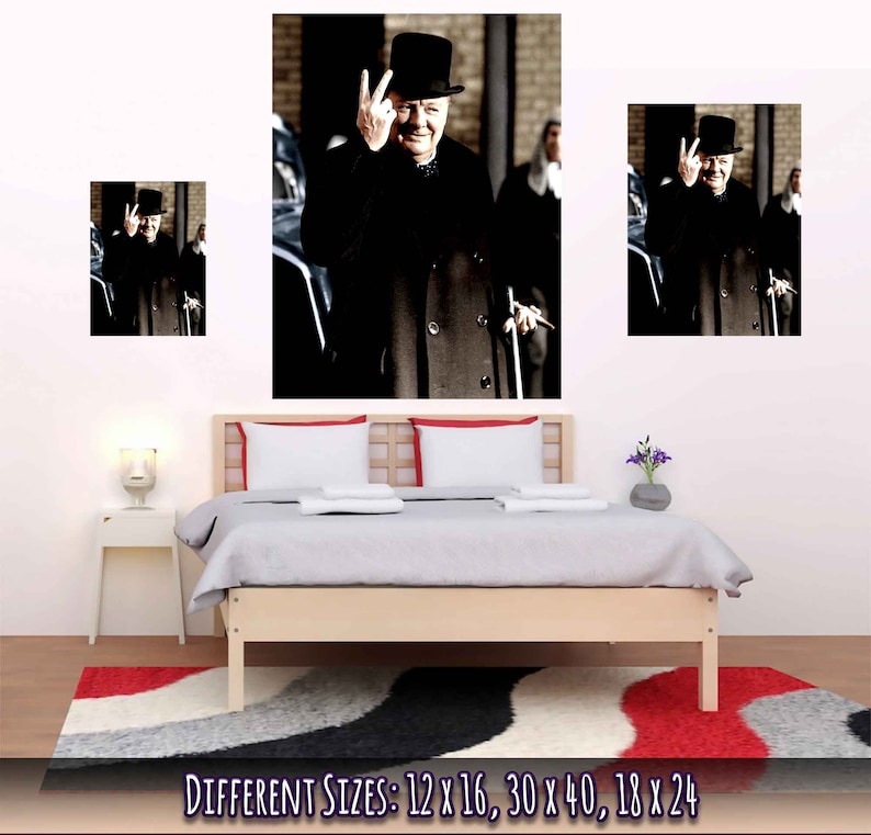 Winston Churchill V Sign Victory Poster Ve Day V Sign | Etsy