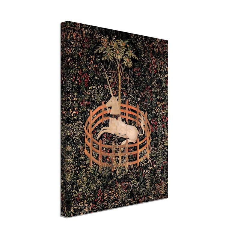 Vintage Unicorn Tapestry Canvas Print: Medieval Art Decor - Etsy
