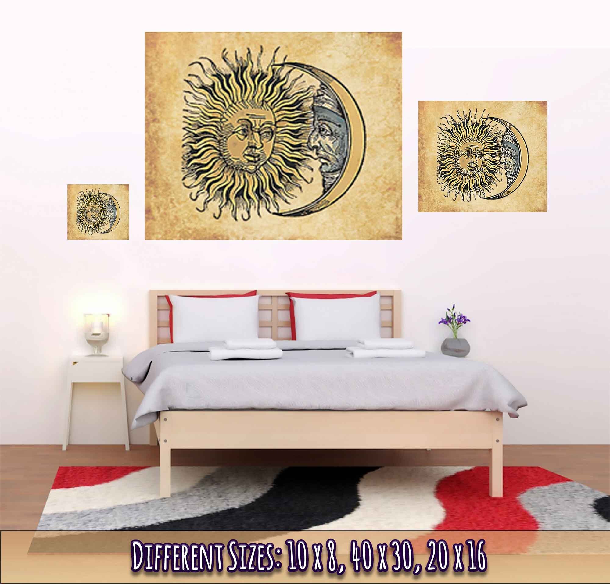 Sun Moon Poster Vintage Sun and Moon Poster Print Aged - Etsy