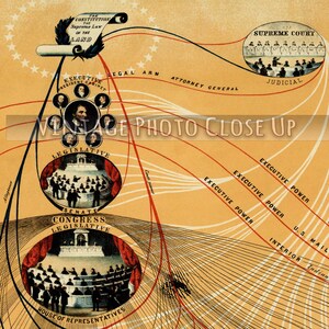 Diagram of Federal Government Poster, Historic Fed Gov American Union ...