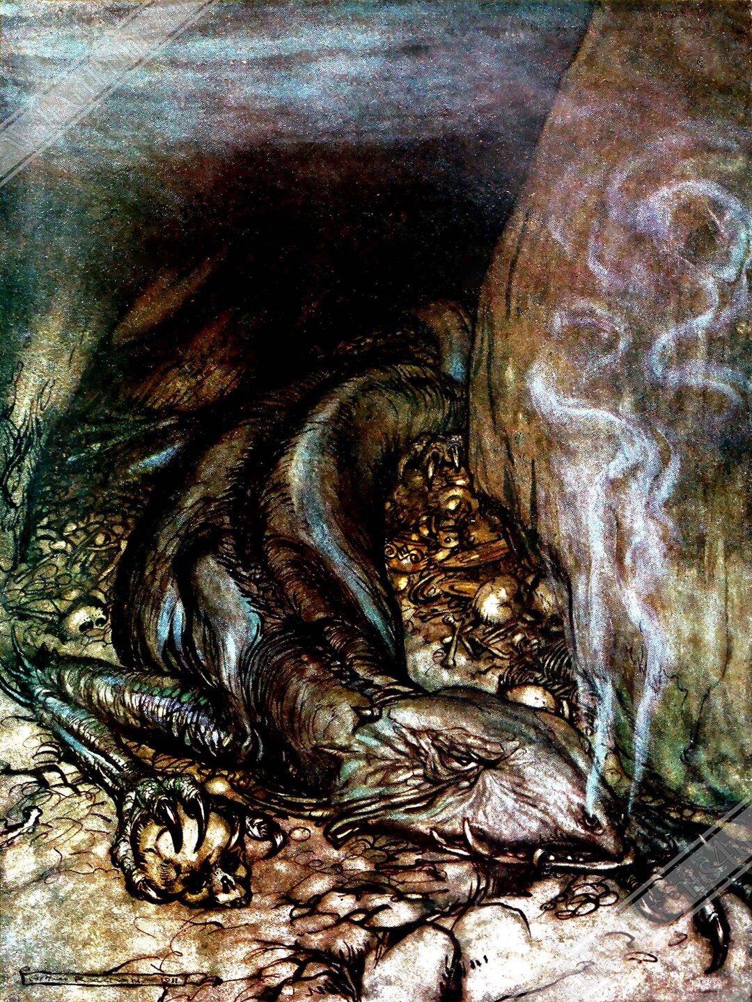 Dragon Poster Arthur Rackham Dragon Fafnir Arthur Rackham Print Tolkien ...