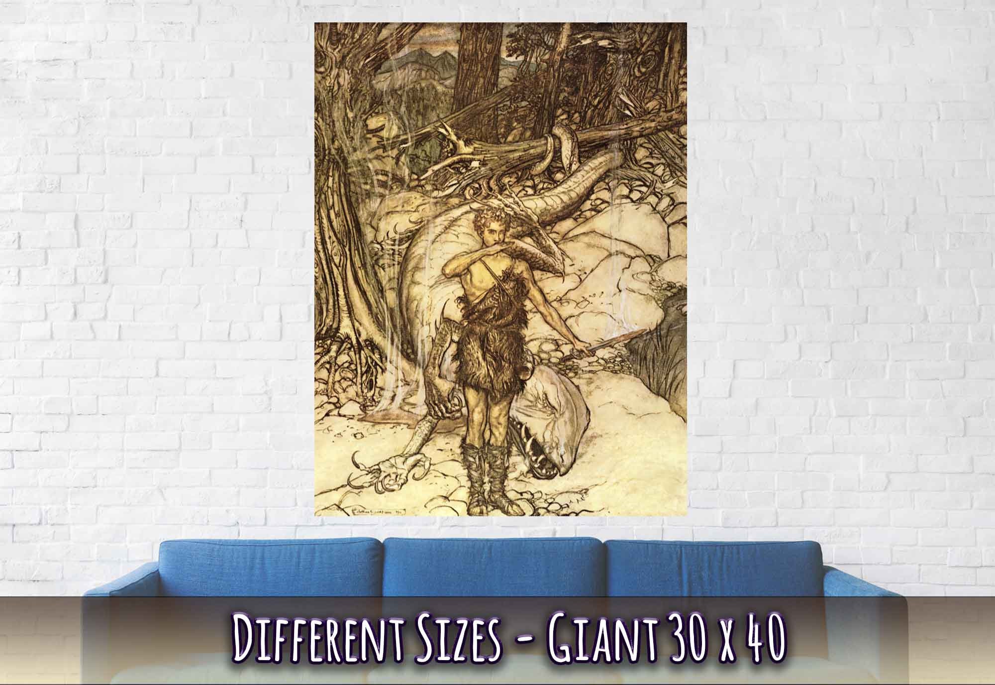 Siegfried Poster Arthur Rackham Siegfried Slays Fafnir | Etsy