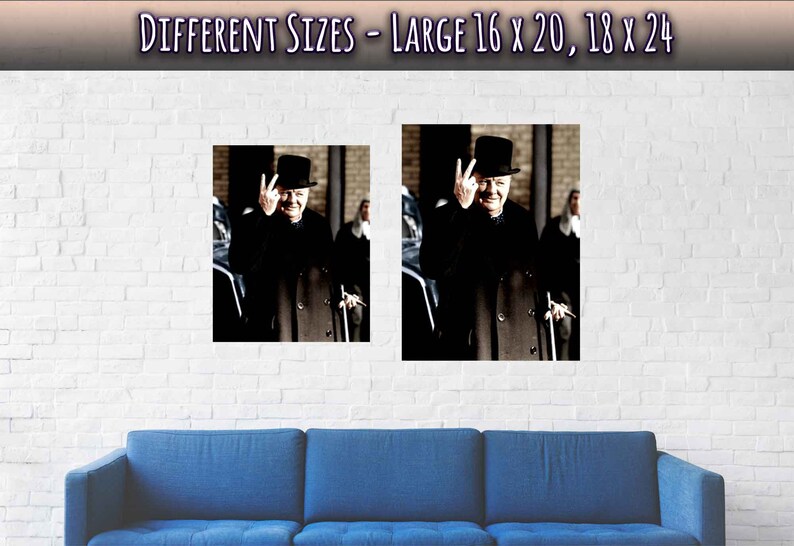 Winston Churchill V Sign Victory Poster Ve Day V Sign | Etsy
