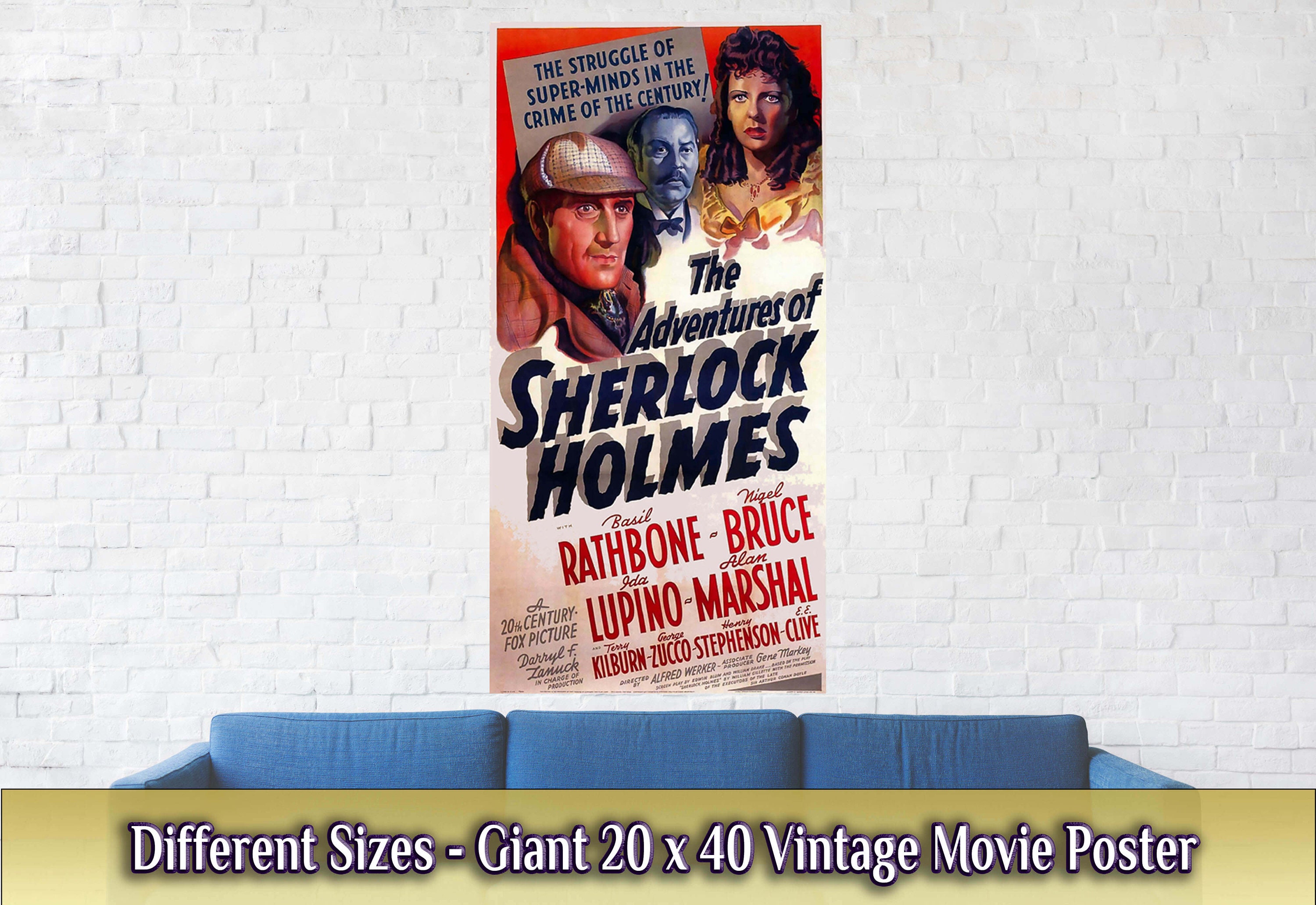Vintage Sherlock Holmes Movie Poster: Basil Rathbone Film Art - Etsy