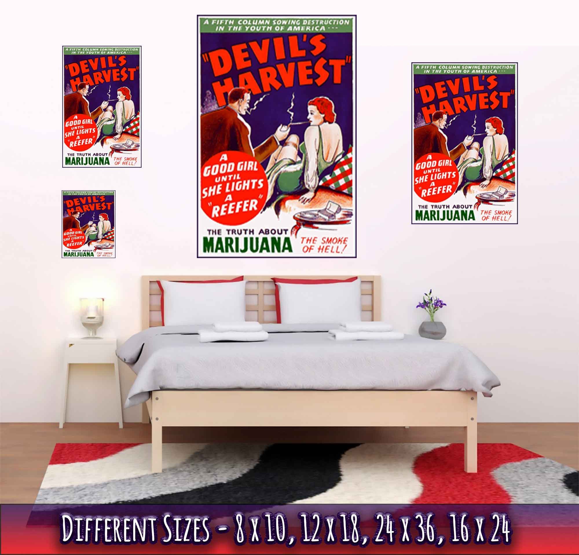 Devils Harvest Propaganda Poster scary Cannabis - Etsy Devils Harvest Propaganda Poster scary Cannabis - Etsy