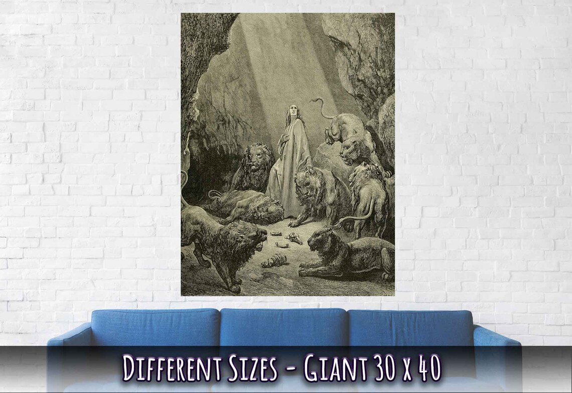Gustave Dore Poster Daniel in the Lions Den Print From La | Etsy