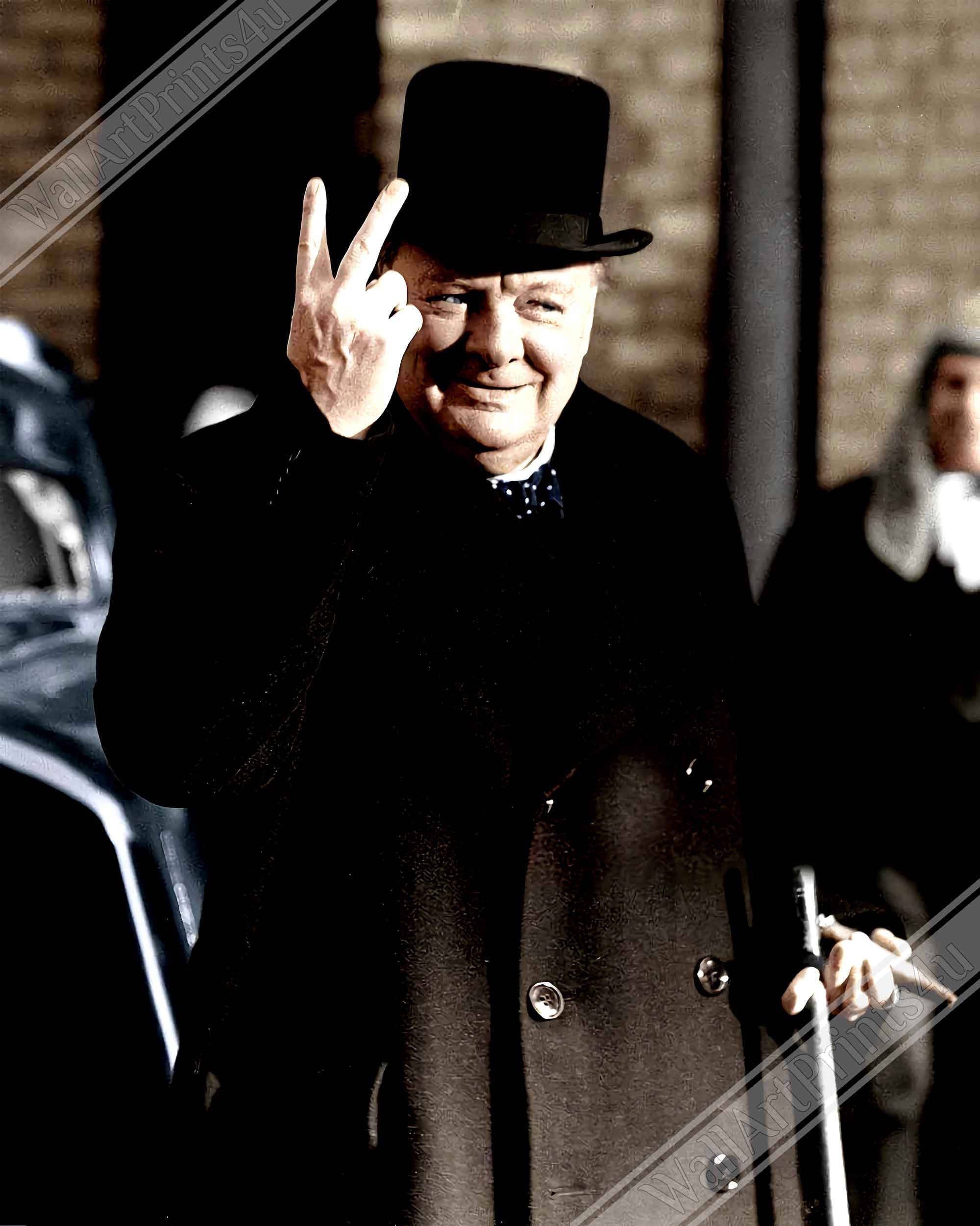 Winston Churchill V Sign Victory Poster Ve Day V Sign | Etsy