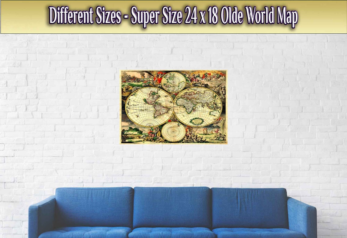 Old World Map Poster Vintage World Map Print From 1689 - Etsy