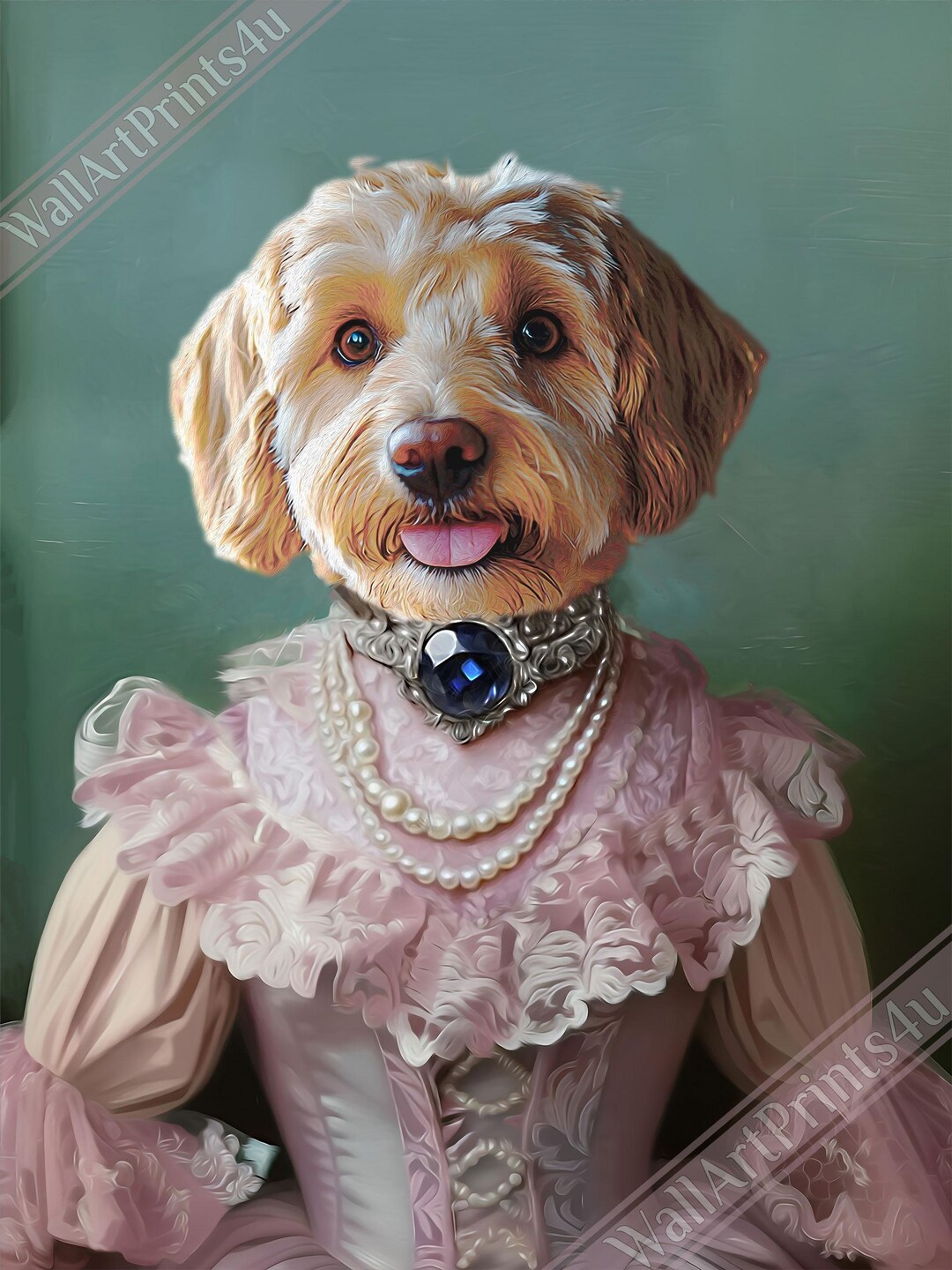 Aristocrat Pet Poster Print, Princess Cat / Dog Custom Portrait From ...
