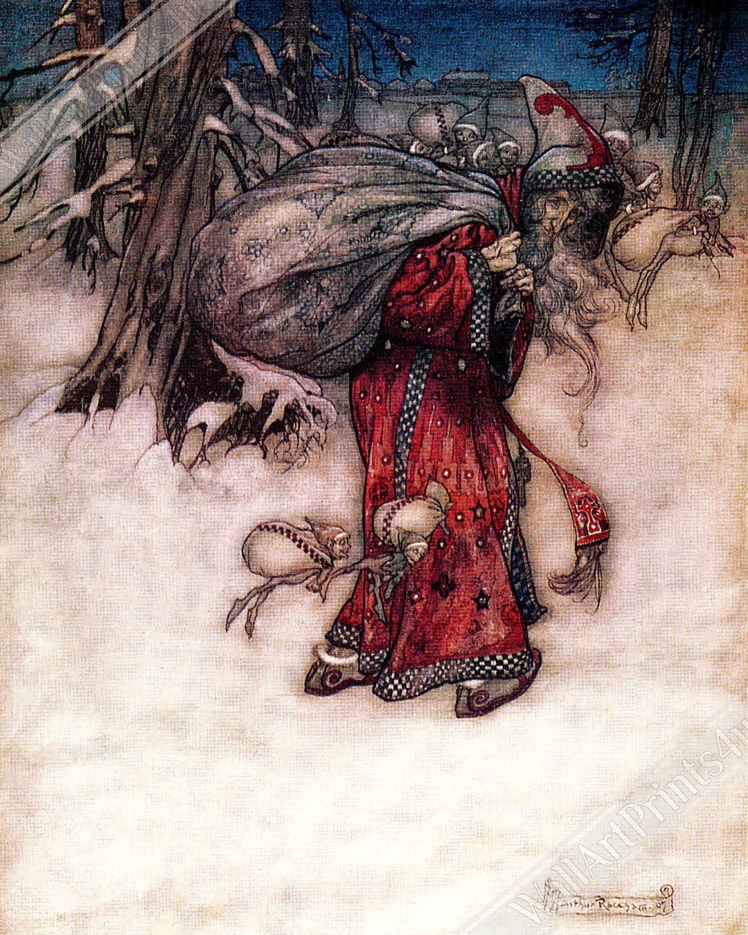 Vintage Santa Poster - Arthur Rackham Santa Claus - Arthur Rackham ...