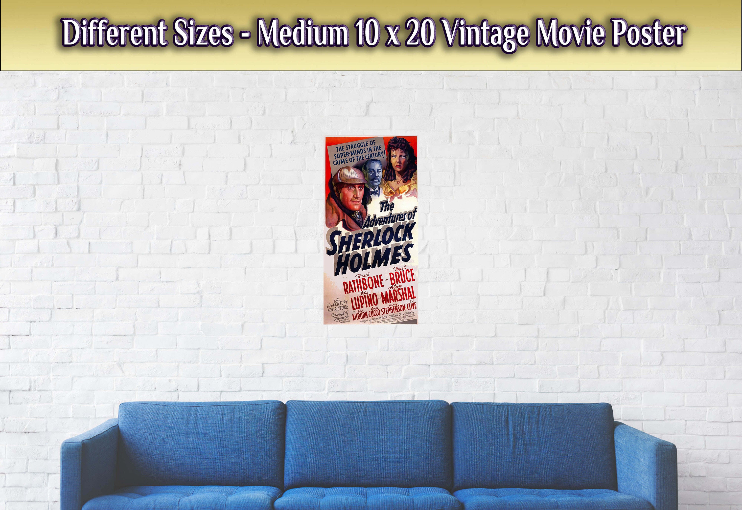 Vintage Sherlock Holmes Movie Poster: Basil Rathbone Film Art - Etsy