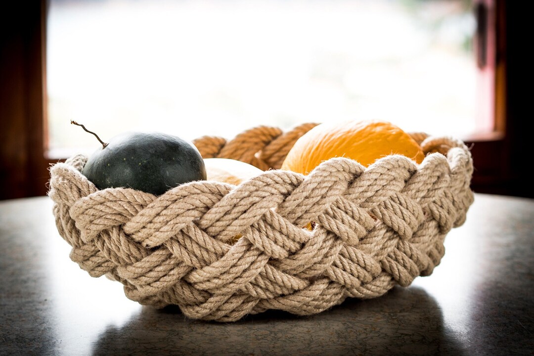 Nautical Knot Rope Bowl - Rope Decorative Basket - Nautical Home Decor ...