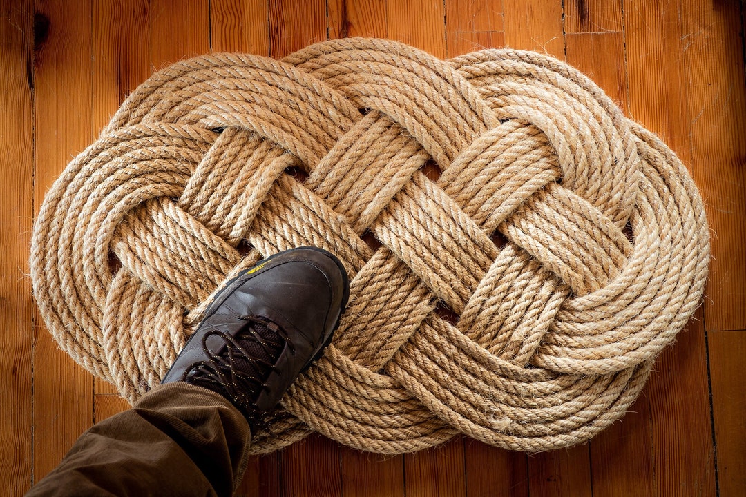 Ocean Plait Knot Mat 31 X 20 Handmade Outdoor, Indoor Mat Washable ...