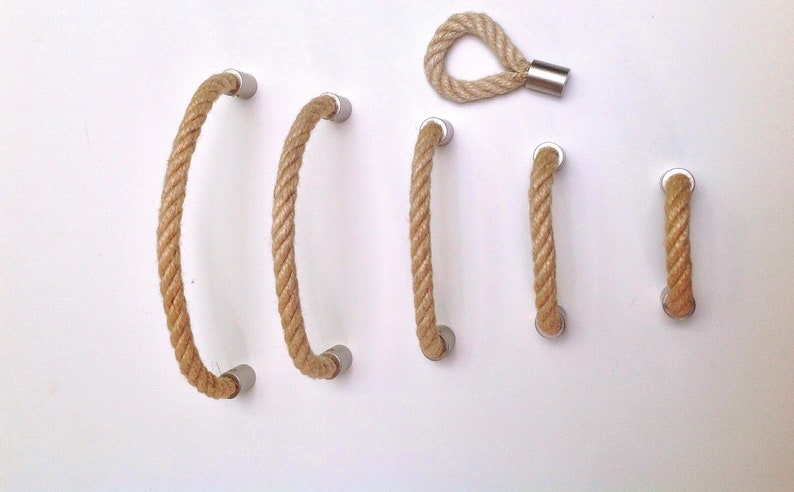 Nautical Jute Rope Drawer Pulls: Scandinavian Style. Brass Metal Hoop ...