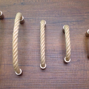 Nautical Jute Rope Drawer Pulls - Brass & Rope Drawer Pulls - Boho ...