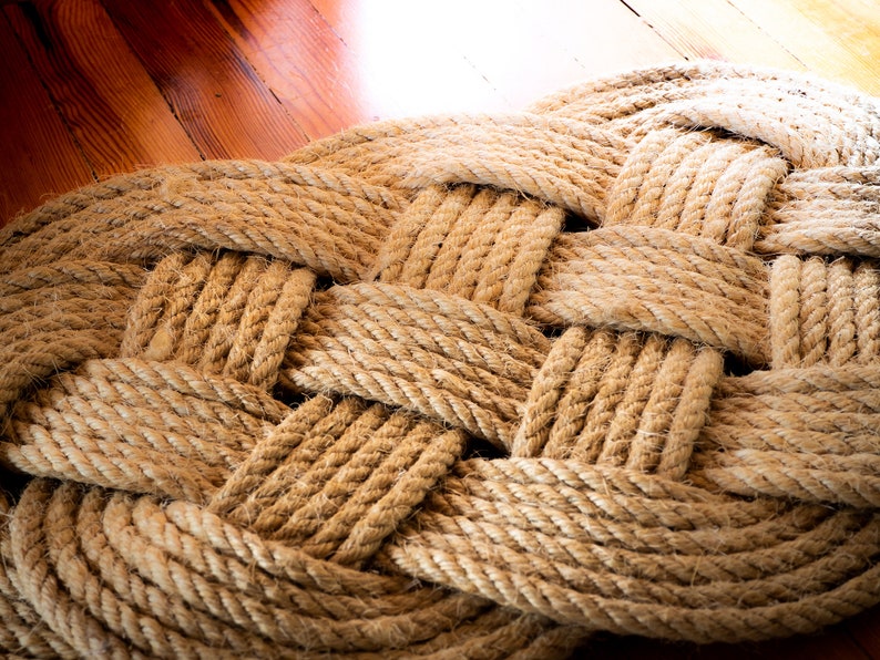 Handmade Ocean Plait Doormat 32" X 20" Nautical Knot, Washable Rope Rug ...