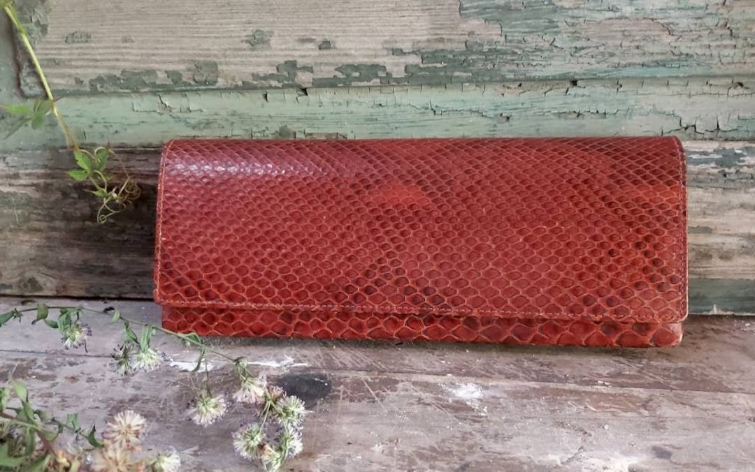 Vintage French Snakeskin Clutch: Maroon Red Leather Pochette - Etsy