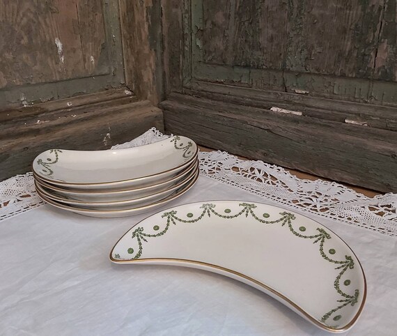 British Vintage Set of Four Moon Shaped Plates Manufactured | Etsy