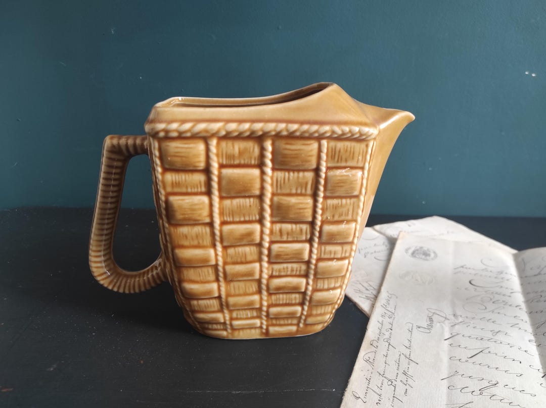 Rare French Vintage Rectangular Majolica Pitcher - Etsy