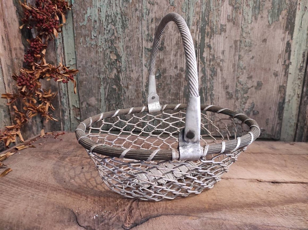 Vintage French Wire Basket - Etsy