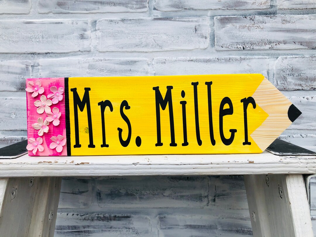 Teacher Sign, Pencil Sign, Teacher Christmas Gift, Personalized Teacher ...