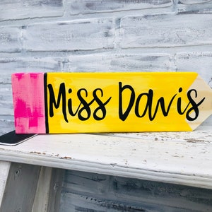 Teacher Sign, Pencil Sign, Teacher Christmas Gift, Personalized Teacher ...