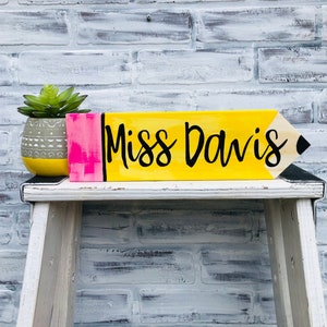 Teacher Sign, Pencil Sign, Teacher Christmas Gift, Personalized Teacher ...