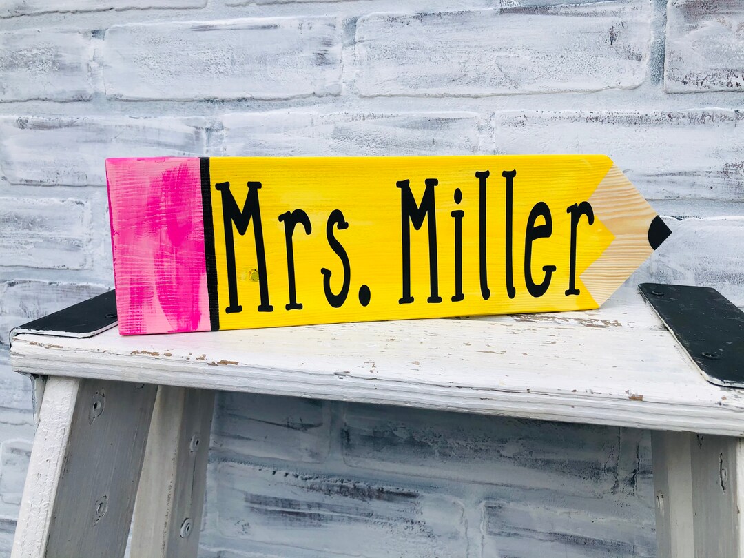 Teacher Sign, Pencil Sign, Teacher Christmas Gift, Personalized Teacher ...