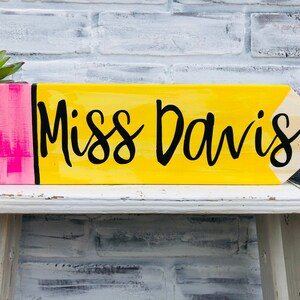 Teacher Sign, Pencil Sign, Teacher Christmas Gift, Personalized Teacher ...