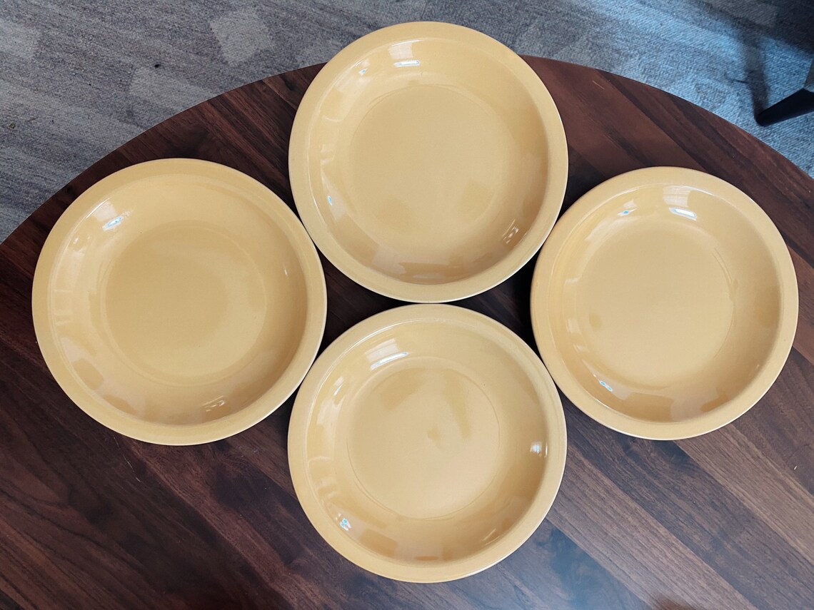 Set of 4 Vintage Yellow Stoneware Dessert Plates | Etsy