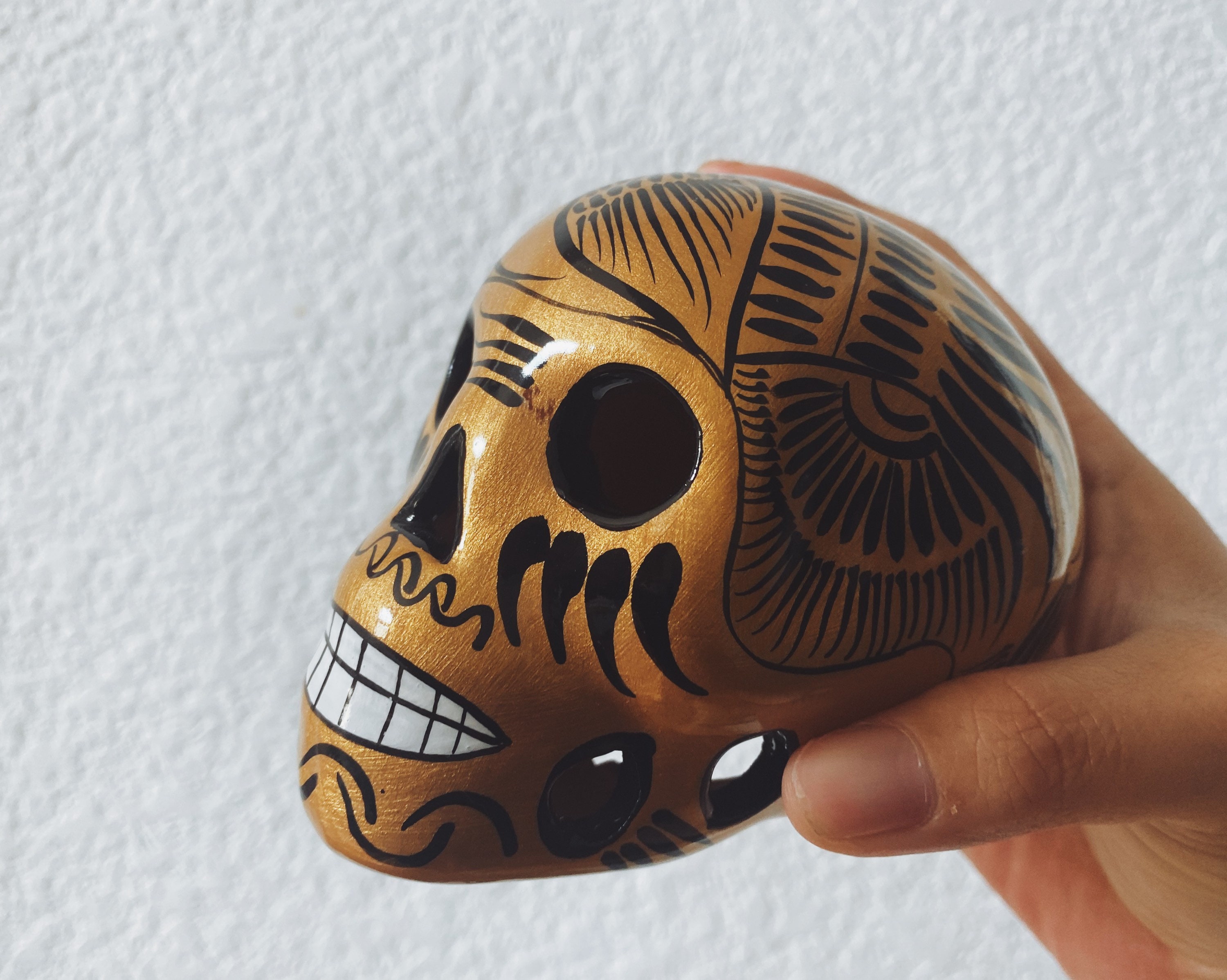 Vintage Gold Day of Dead Calavera Sugar Skull Burnished Clay | Etsy