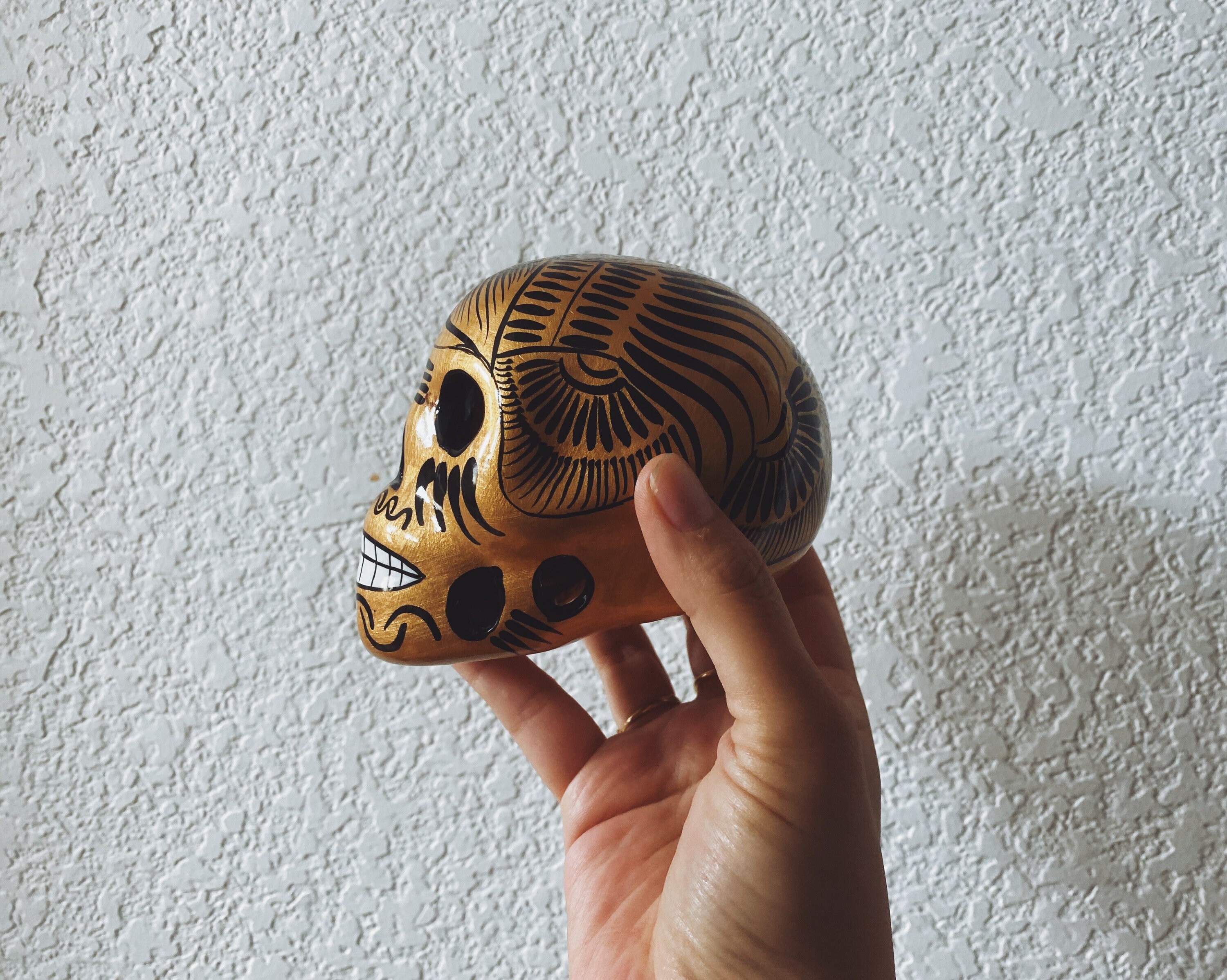 Vintage Gold Day of Dead Calavera Sugar Skull Burnished Clay | Etsy