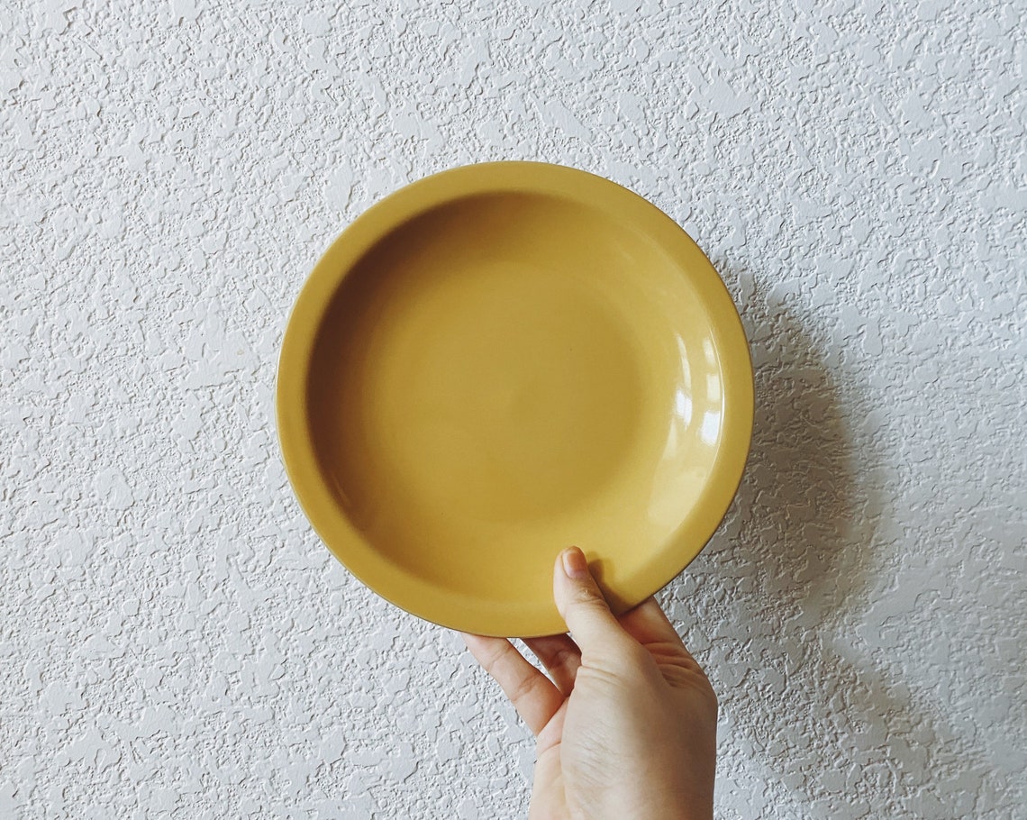 Set of 4 Vintage Yellow Stoneware Dessert Plates | Etsy