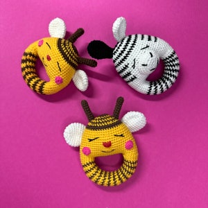 CROCHET Rattle Teething Toy BEE PATTERN Easy Tutorial Animal Crochet ...