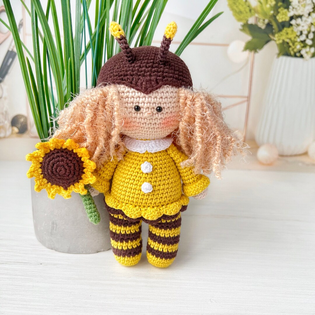 Crochet Bee Doll Pattern, Amigurumi Bee, Stuffed Doll Pattern, Crochet ...