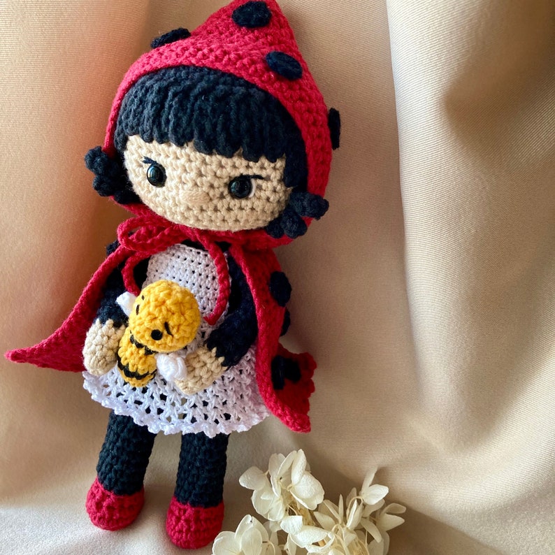 Crochet Pattern Ladybug Amigurumi Little Red Riding Hood Doll Stuffed ...