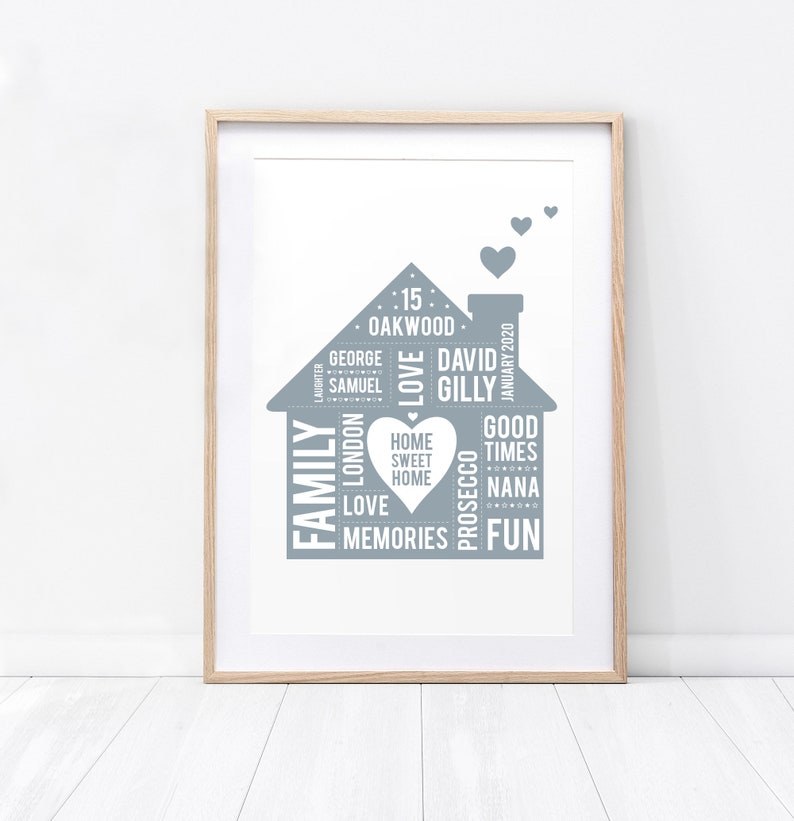 Personalised House Print Home Print, New Home Gift, Personalised Home ...