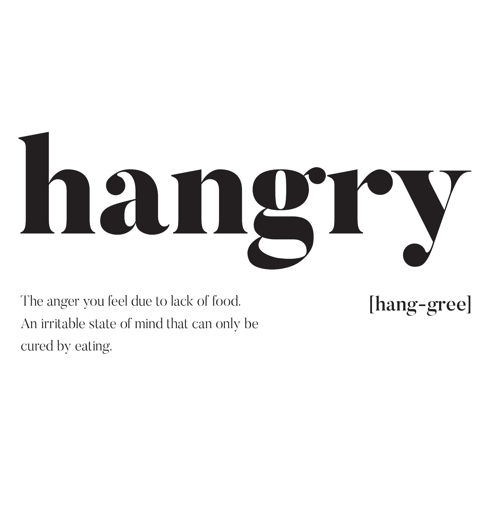 Hangry Print Definition Print, Typography Print, Funny Print, Home ...
