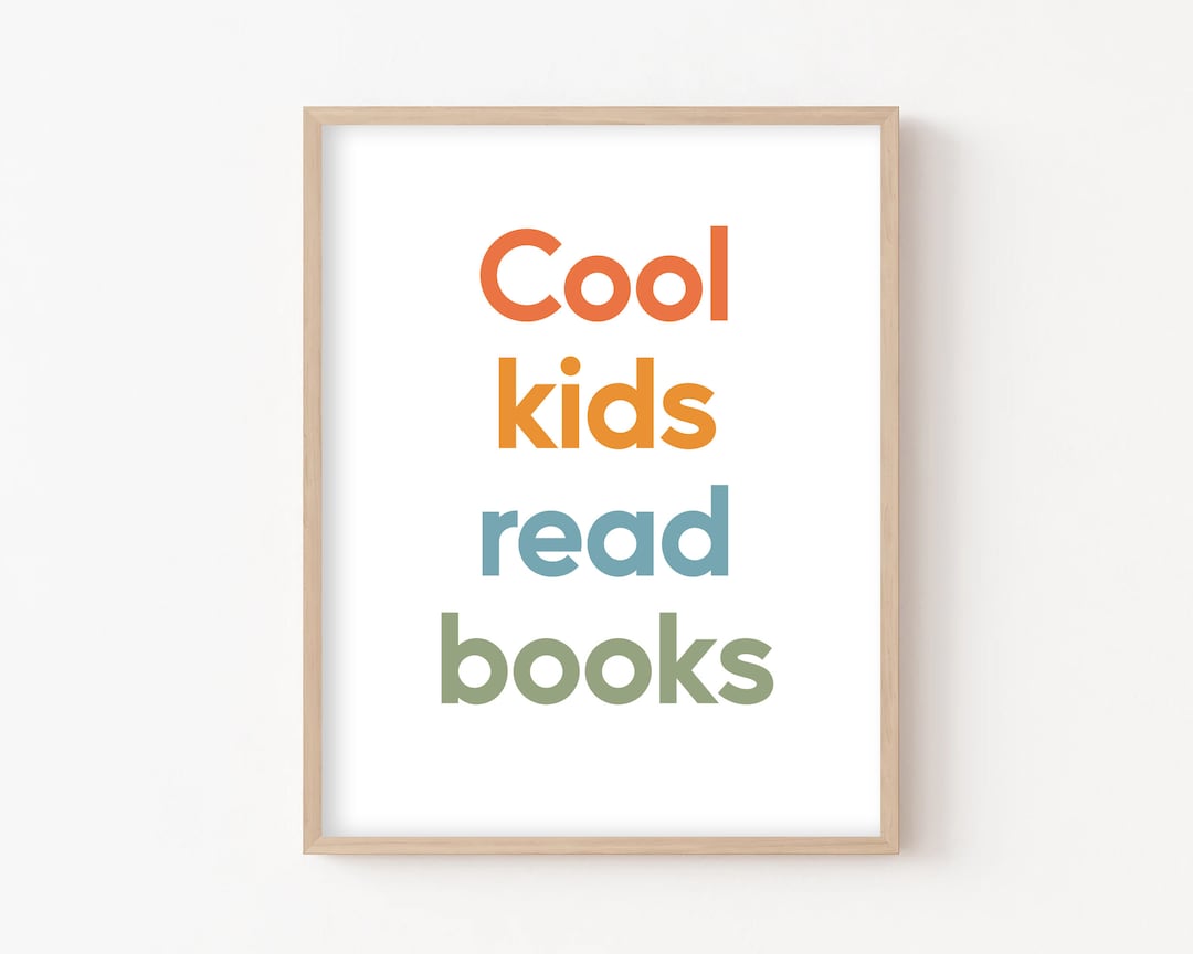 Cool Kids Read Books Printable, Kids Reading Book, Playroom Wall Decor ...