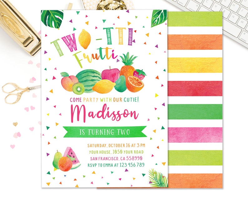 Fruit Birthday Invitation Twotti Frutti Birthday Invite Tutti - Etsy