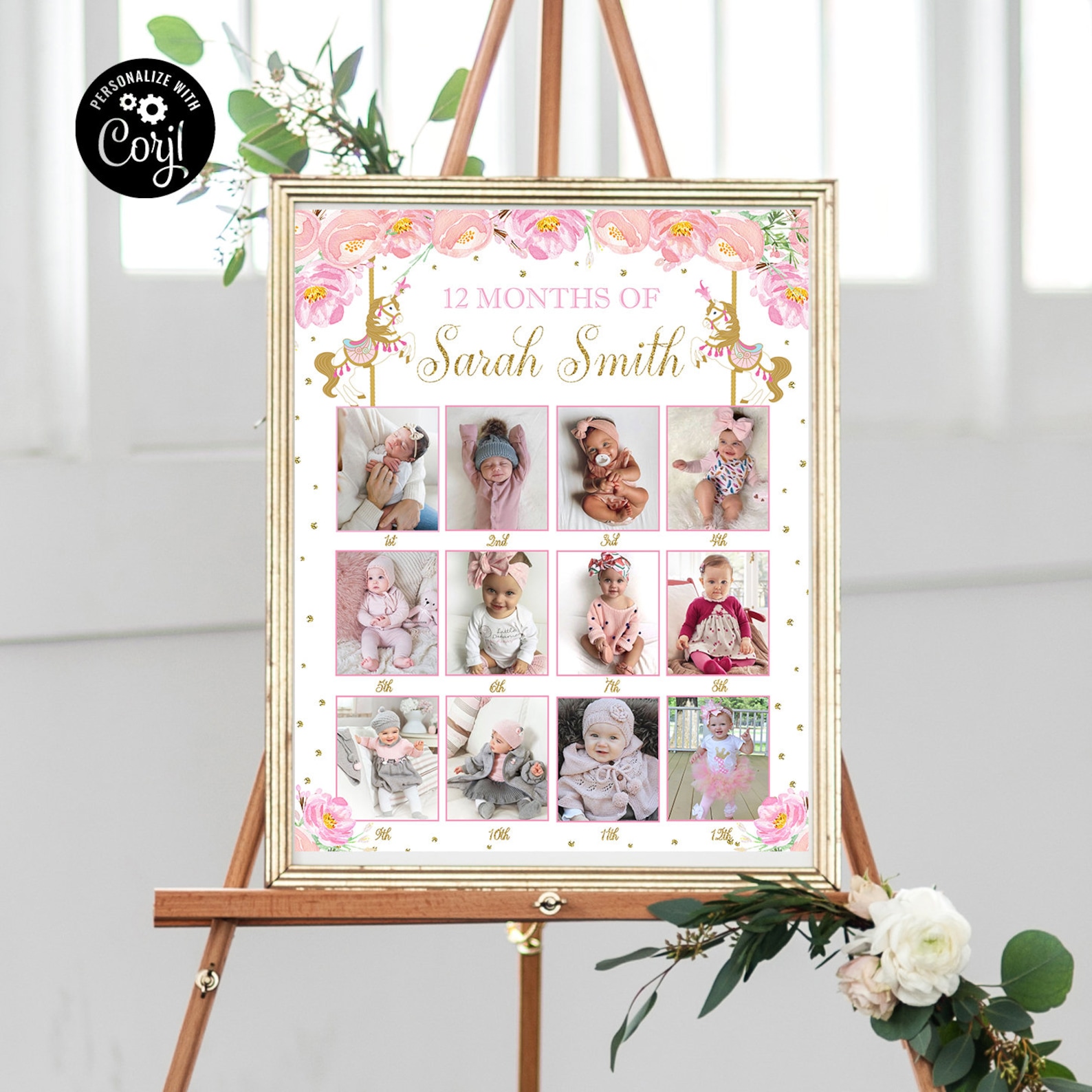 First 12 Months Photo Collage Carousel First Year Photo | Etsy