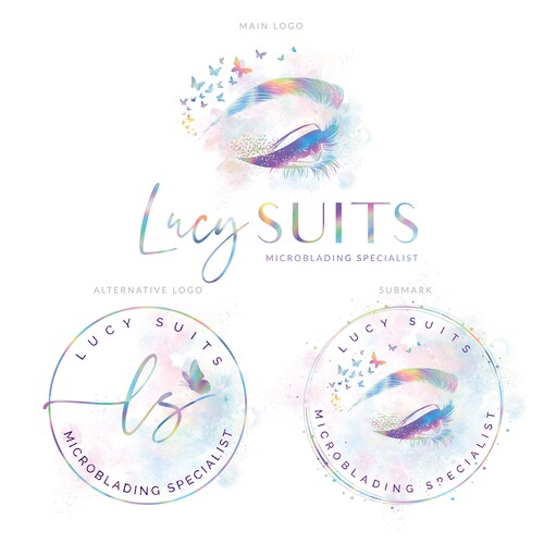 Holographic Lash Logo Design Lash Butterfly Logo Rainbow | Etsy