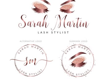 Rose Gold Lash Logo Eyelash Logo Design Lash Artist Logo - Etsy