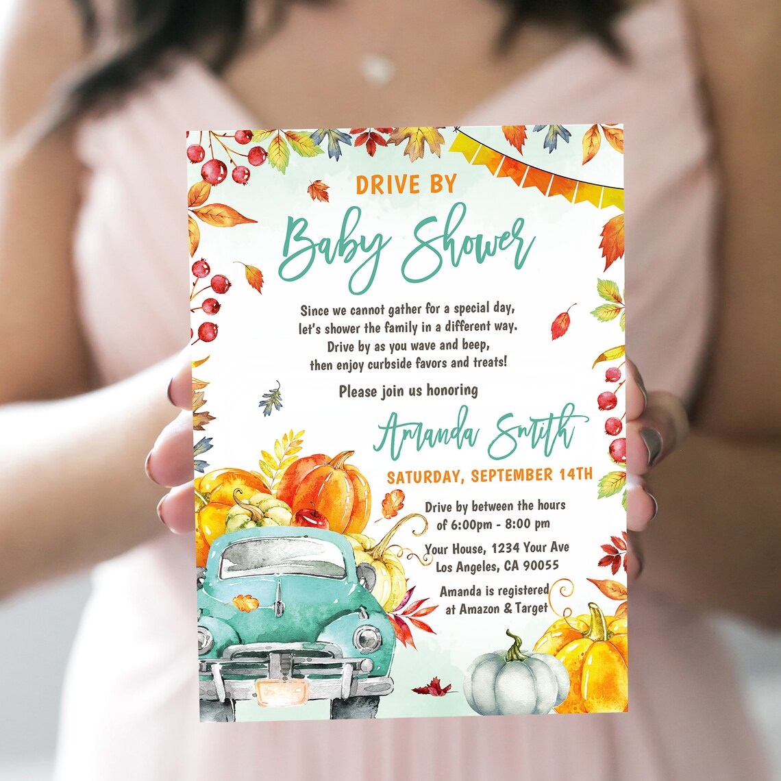 Drive by Baby Shower Invitation Template Drive by Fall Baby - Etsy