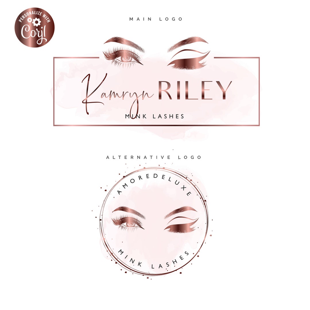 Editable Lash Logo Design, Lash Logo, Eyelash Logo Design, Rose Gold ...